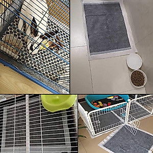 kathson Rabbit Pee Pads Disposable Cage Liners 100PCS All Absorb Black Carbon Odor Control Bunny Training Accessories with Quick-Dry Surface for Puppy Guinea Pig Kitten Hedgehog Small Animals
