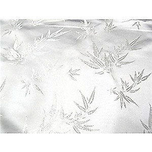 Chinese Faux Silk Bamboo Brocade Satin Fabric Sold by The Yard (White)