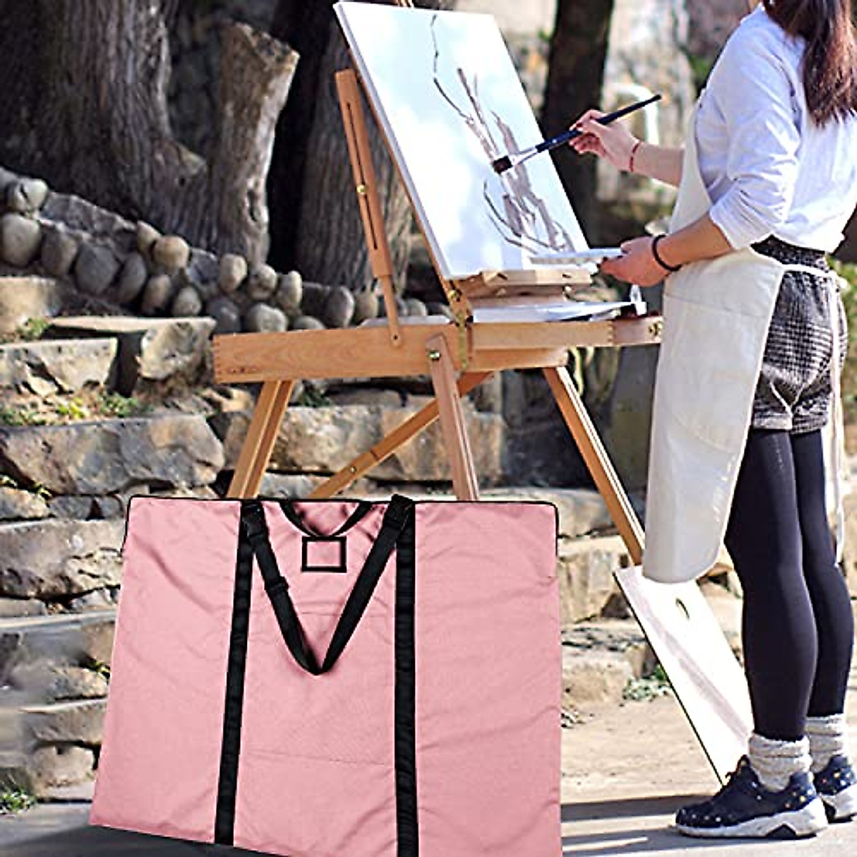 Large Size Art Portfolio Bag with Nylon Shoulder, 24 x 36 inches Light Weight Poster Storage Bag Board Holder with Handle and Zipper for Poster, Sketching and Drawing