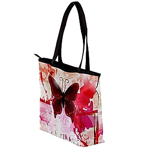 Tote Bag Women Satchel Bag Handbag Stylish Tote Handbag for Women Hobo Bag Fashion Crossbody Bag, Vintage Butterfly Red