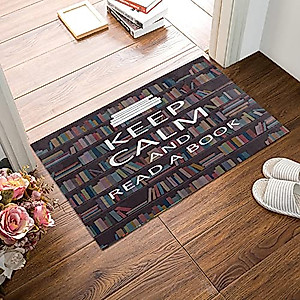 Oueoty Retro Bookshelf Keep Calm and Read a Book Area Rug Rugs for Living Room Bedroom 4x5ft/48x60in/120x153cm