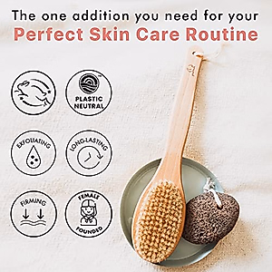 Dry Brushing Body Brush for Lymphatic Drainage with Anti Cellulite Massager - Long Handle Dual Sided Body Brush for Showering - Dry Brush for Body Back Scrubber for Shower (1Pc)