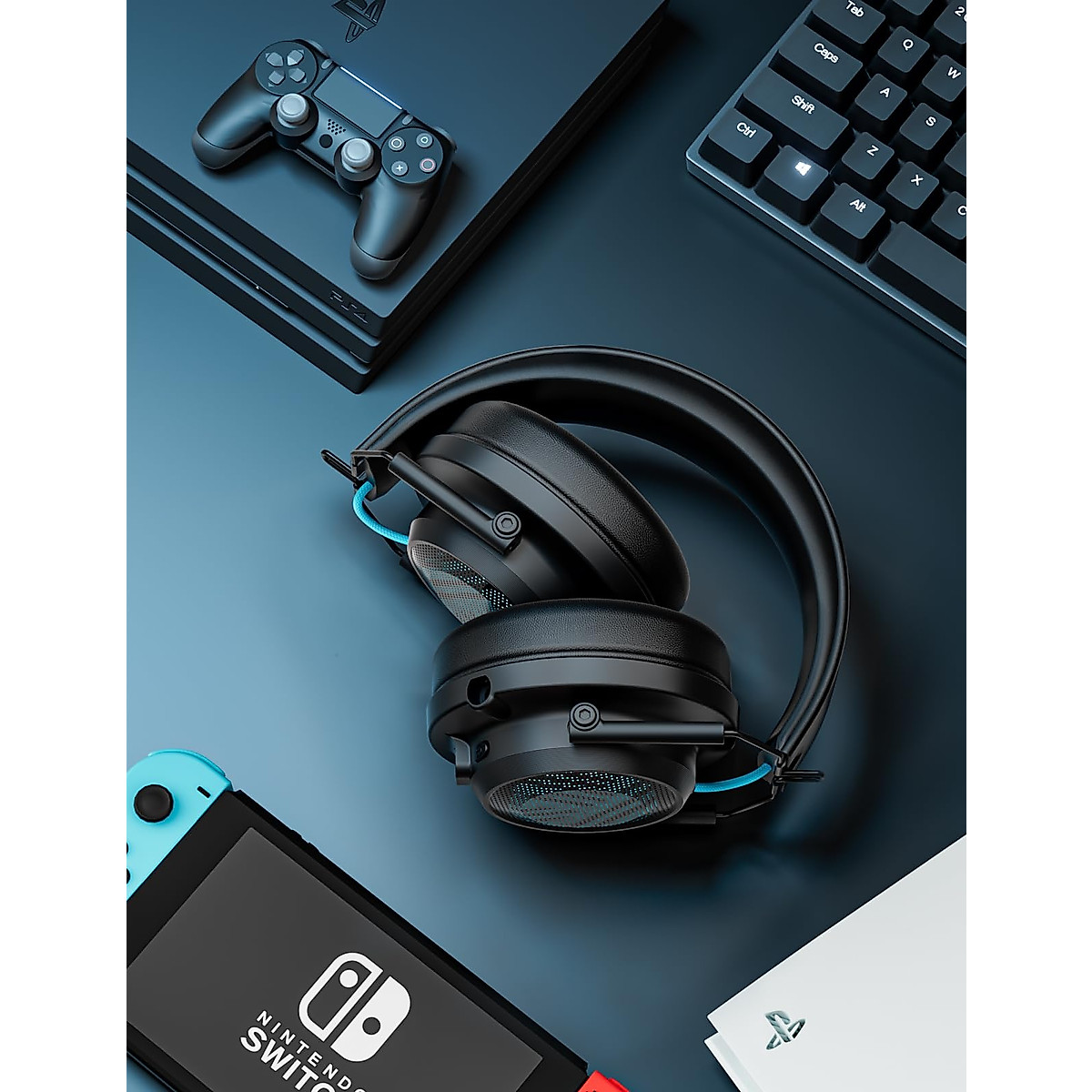 ZIUMIER Wireless Gaming Headset - Low Latency 2.4G Wireless + Bluetooth Gaming Headphones for PC, PS5, PS4, Switch, Mobile - Noise Cancelling Microphone - 50mm Drivers - USB-C Charging (Black)