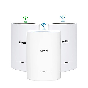 KuWFi 3-Pack Tri-Band Whole Home Mesh WiFi System with AC2200 Speed Gigabit Mesh WiFi 5 Router & Extender Replacement Covers up to 6500 sq.ft Tri-Band WiFi Mesh +2 Node