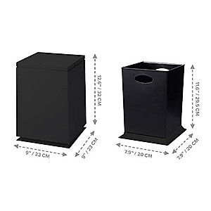 Modern Waste Basket - 1.85 Gal/7L Square Shape Trash Bin - Pop Open Trash Can with Lid - Black Bathroom Trash Can - Push Top Kitchen Garbage Can - Home/Office Trash Can with Removable Liner Bucket