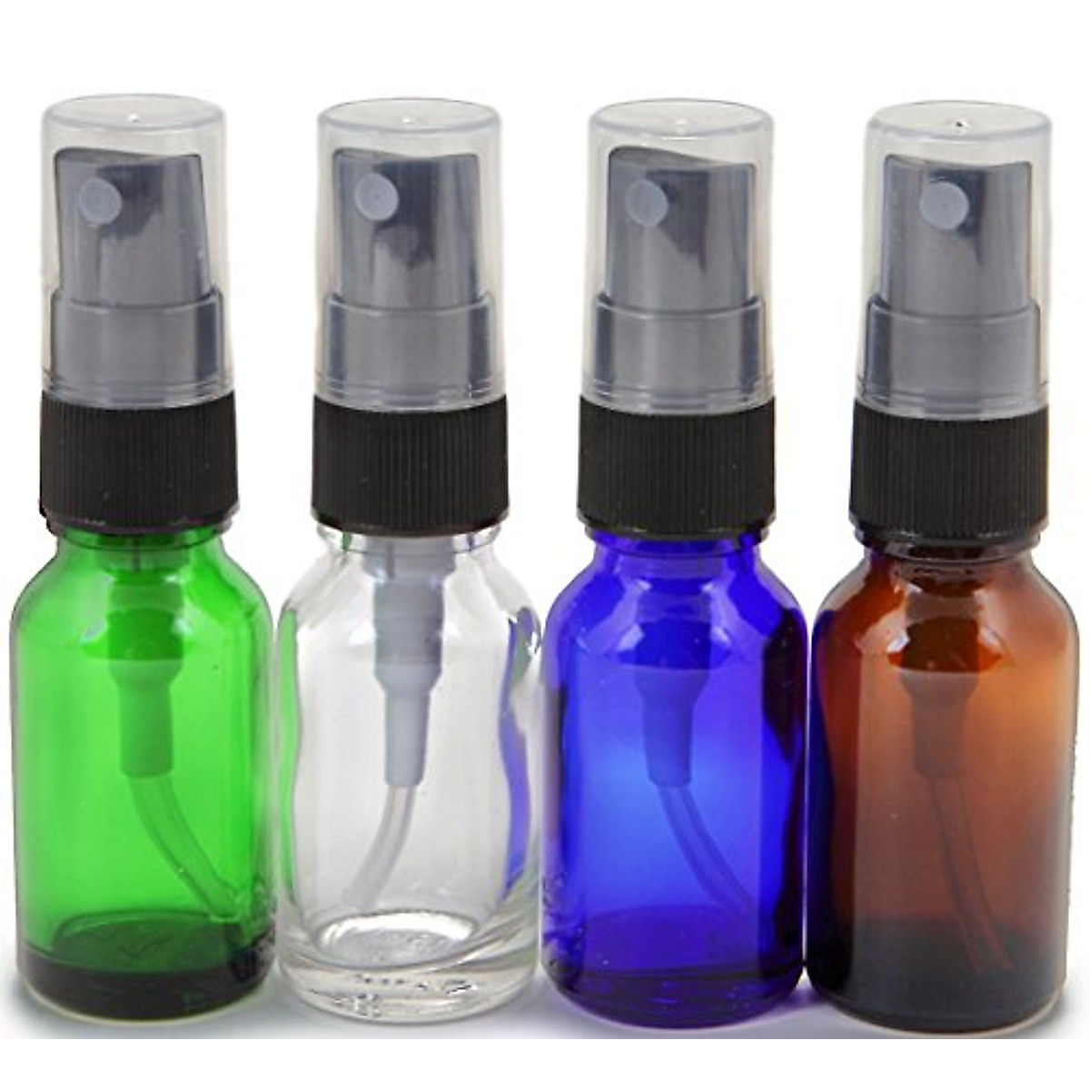 Vivaplex, 24, Assorted Colors, 15 ml (1/2 oz) Glass Bottles, with Black Fine Mist Sprayer's