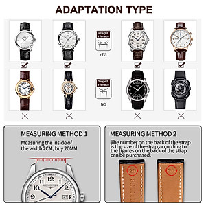 Moran Genuine Leather Replacement Watch Band Deployment Buckle 18mm 19mm 20mm 21mm 22mm 23mm 24mm Calfskin Watch Strap for Men's and Women's