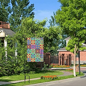 Mexican Talavera Tile Pattern Garden Flag - Vibrant Double Sided Garden Flag - Yard Decorating Flag Garden Flag Decoration - Outdoor Flag Decorator'S Favorite