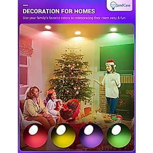 JandCase Color Changing Flood Light Bulbs[4 Pack], BR30 Colored Light Bulbs with Remote Control,10W Equivalent 100W,E26 Multi-Color LED Recessed Light Bulb for Christmas,Party,Ceiling