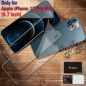 Ferilinso 2 Pack Screen Protector for iPhone 12 Pro Max with 2 Pack Camera Lens Protector [Tempered-Glass] [Military Protective] [HD Clear] [Case Friendly] [Anti-Fingerprint]