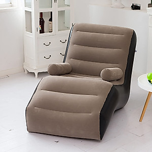 ungh Inflatable Lazy Sofa Chair with Household air Pump, Foldable Lounge Chair with Armrests for Living Room, Bedroom, Office,Travel, Camping （Brown）