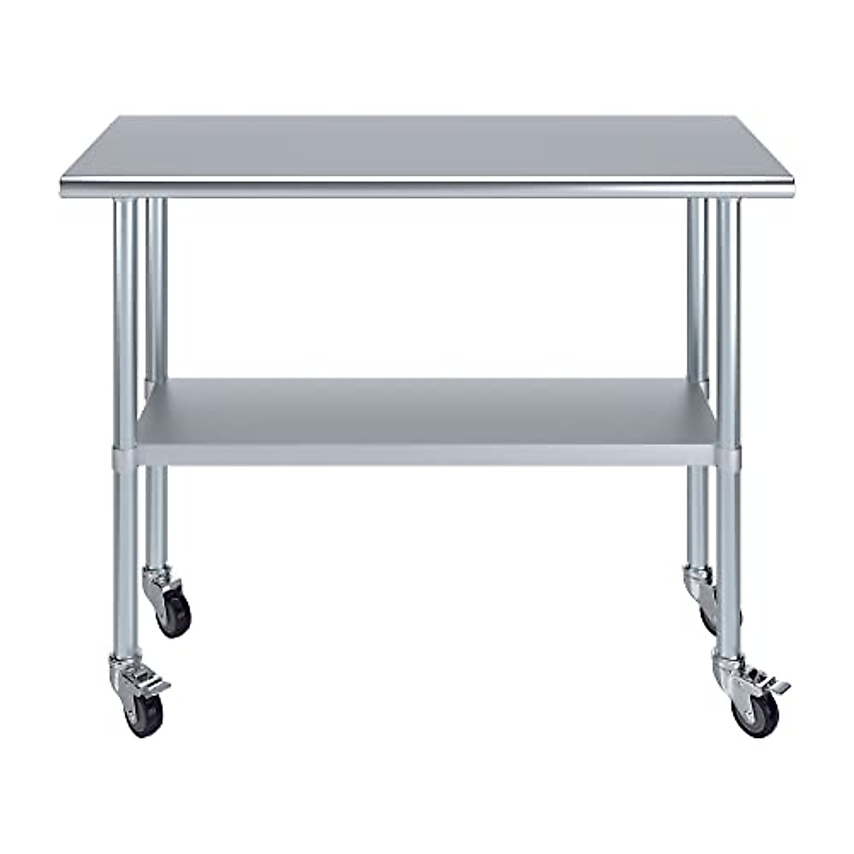 18" X 48" AmGood Stainless Steel Work Table with Wheels | Metal Mobile Table | Food Prep