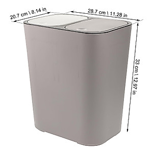 Ipetboom 1pc Double Compartment Trash Can Wet & Dry Trash Can Recycling Bin Household Toilet Trash Can Trash Can with Lid Wet & Dry Trash Can for Home Office-Gray (12.97X11.28X8.14in)