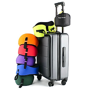 C CUSHION LAB Extra Support Travel Pillow, Award-Winning Patented Ergonomic Design for Chin & Neck Support Memory Foam Neck Pillow, Compact Airplane Pillow for Traveling, Flight, Car (Black, Large)