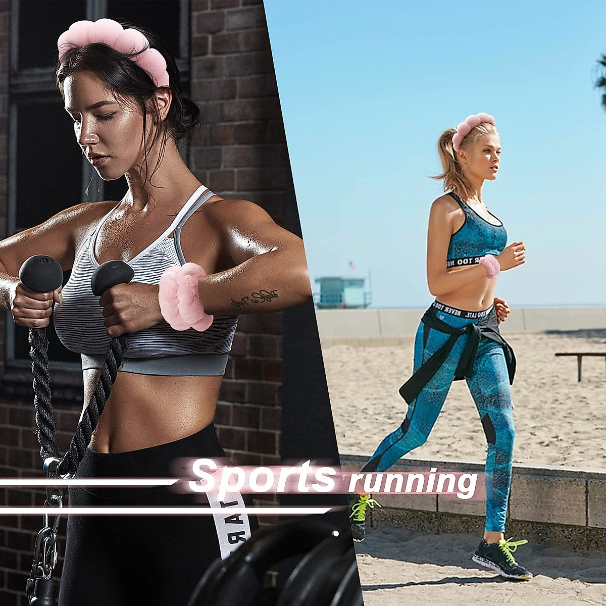 YJTIMEGS Sponge Spa Headband for Washing Face, Spa Terry Towel Cloth Fabric Head Band with 2PCS Wrist Washband, Bubble Headband Makeup Headband for Face Washing Shower Skincare Makeup Removal(Pink)