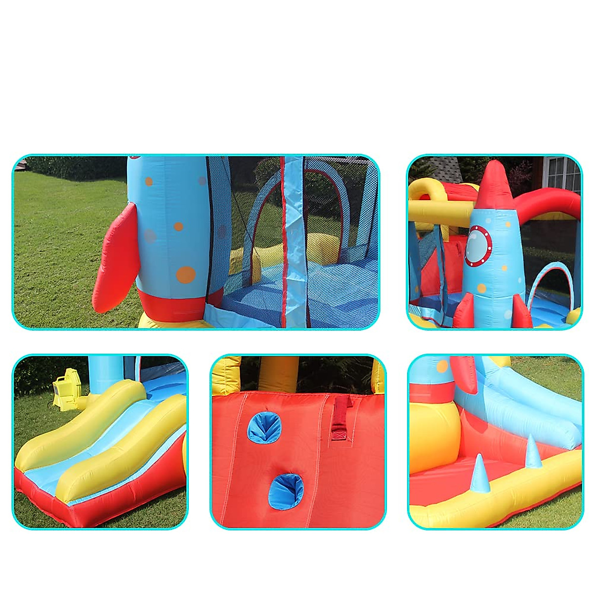 Doctor Dolphin Inflatable Rocket Bounce House with Blower,Inflatable Bouncy House for Kids Outdoor,Toddle Jumping Bounce House with Slide for Backyard Party