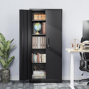 JUMMICO Metal Storage STELL Cabinets, 18 x 36, Black