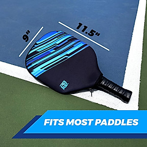PBAW Neoprene Pickleball Paddle Cover - 2 Pockets - Fence Hook - Universal Size Case - Protective, Durable Sleeve - Protect Your Paddle from Scratches, Dings, Dents (Blue)