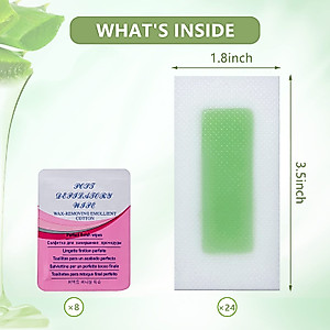 Viilife 48 Pcs Facial Wax Strips 24 Double Sides Mini Wax Strips Hair Removal at Home Waxing Hair Removal for Women's Facial Eyebrows Upper Lip and Chin with 8 Calming Wipes