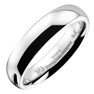 MJ Metals Jewelry Custom Engraved Classic Mirror Polished White Tungsten Carbide 5mm COMFORT FIT Wedding Band Ring Size 9