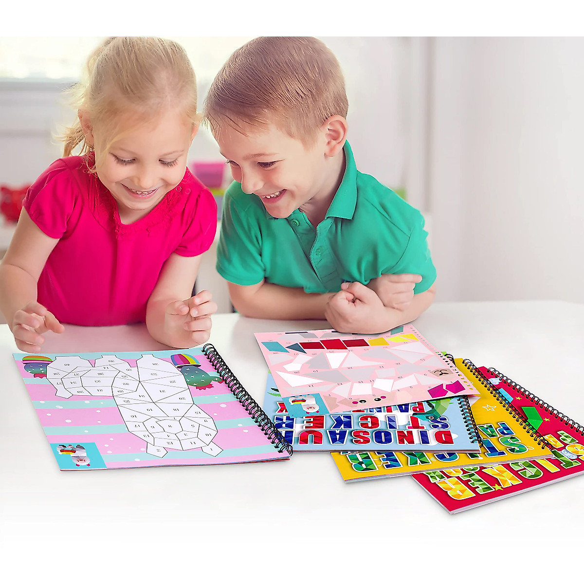 4PCS Crafts for Kids Ages 4-8 Sticker Books - Includes Dinosaur Llama Turtle and More Animal Designs Gift Party Create 40 Pictures