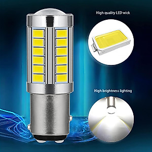 UGSHY 4 Pack Car LED Turn Tail Brake Signal Light, 1157 33SMD Super Bright Light Bulbs, Reversing Light, 12V Interior RV Camper Trailer Lighting Back Up Reverse Lights (White) (UGLED1606WH-1157-4PS)