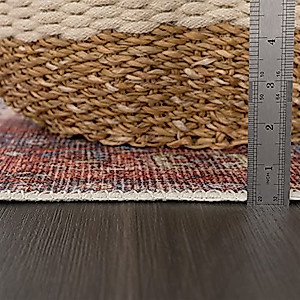 Bloom Rugs Washable 4x6 Rug - Red/Orange/Beige Traditional, Distressed Area Rug for Living Room, Bedroom, Dining Room and Kitchen - Exact Size: 4' x 6'