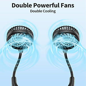 PANERGY Portable Neck Fan, Battery powered Rechargeable Fan,Hand Free Personal Fan, Adjustable, Wearable Fan for Travel Sport Work Women Kids (Black)