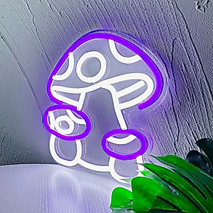 Mushroom Neon Sign Mushroom Decor Dimmable LED Neon Light Wall Art for Kids Room Decor Bedroom Wall Sign USB Operated Mushroom Lamp Light Up Sign Teen Room Decor Game Room Streamer Accessory (3 Purple Mushroom)