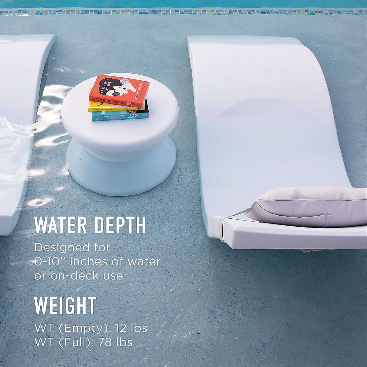 Ledge Lounger Signature Side Table - in Pool Side Table for Pool Ledges up to 10" inches deep - Indoor - Outdoor All Weather Side Table for Porch, Patio, Garden, Backyard, Pool and Beach (Light Blue)