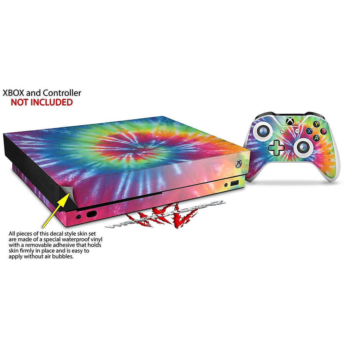 WraptorSkinz Decal Vinyl Skin Wrap Compatible with Xbox One X Console and Controller - Tie Dye Swirl 104