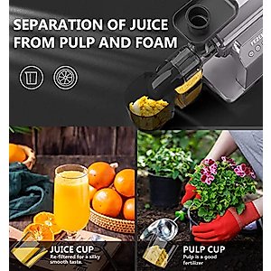 Juicer Machines, Fezen Slow Masticating Juicer Extractor, Cold Press Juicer with Two Speed Modes, Quiet Motor/Reverse Function, Higher Juice Yield Slow Juicer for Vegetables & Fruits, Easy to Clean
