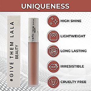 GIVE THEM LALA Lip Gloss - High Shine Tinted Lip Gloss - Full Coverage, Pigmented Hydrogloss Lip Makeup for Women - Lightweight, Long Lasting Lip Color - Cruelty-Free, Non-Sticky Lip Glosses (TRIPPIN)