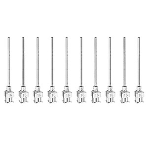 HARFINGTON 10pcs 16Gauge Stainless Steel Dispensing Needles, 1 1/2" All Metal Glue Needle Tube Blunt Tips Luer Lock for Thick Liquids, Ink, Glue, Lab Use