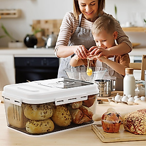 Olimingse Bread Box For Kitchen Countertop, Airtight Bread Storage Container, Time Recording Bread Keeper with Lid,Bread Storage For Homemade Breads, Toast, And Cookies, White Bread Holder.