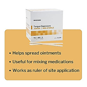 McKesson Tongue Depressor, Non-Sterile, Wooden, Junior, 5 1/2 in, 5000 Count