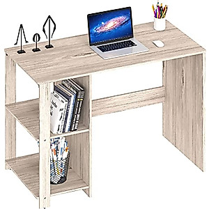 SHW Home Office Computer Desk with Shelves, Maple