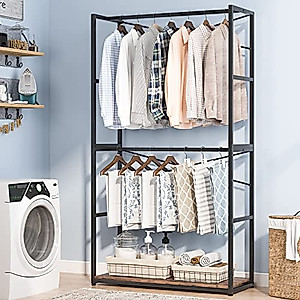 Tribesigns Freestanding Closet Organizer Storage, 78 inches Heavy Duty Garment Rack with Double Rods, Industrial Clothes Clothing Rack for Hanging Clothes, Closet, Laundry Room, Capacity 300 lbs