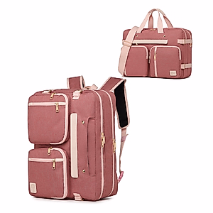 seyfocnia Convertible 3 in 1 Laptop Backpack,17.3 inch Messenger Backpack Satchel Bag Briefcase Backpack Computer Handbag Shoulder Bag for Women-Pink
