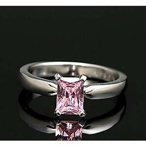 4pcs His Hers Camo Pink Radiant Stainless Steel Sterling Silver Wedding Ring Set (Size His 13, Hers 08)