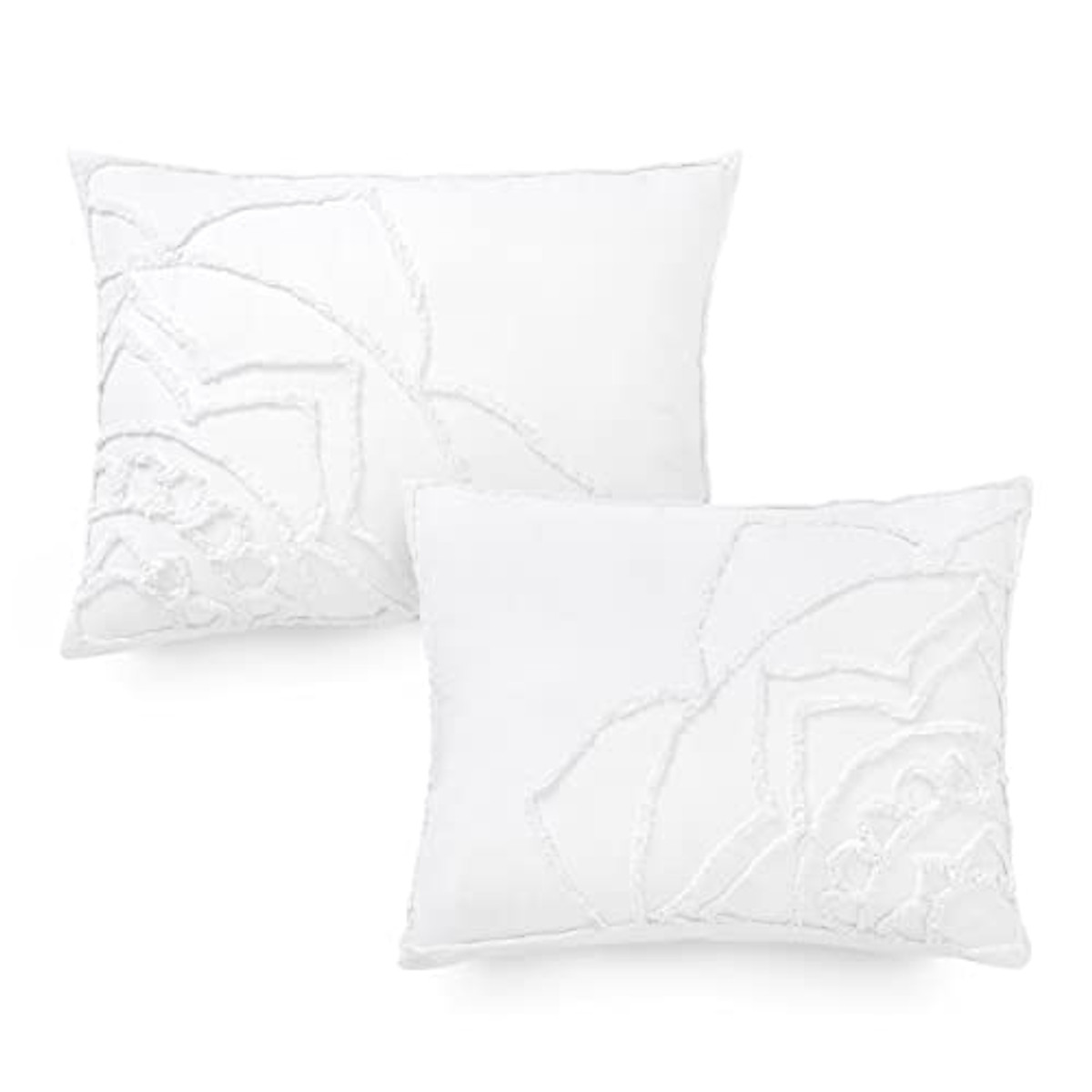 MARTHA STEWART Sophia Medallion Chenille Queen Size Comforter Set - 3 Piece,1 Comforter(90"x92"), 2 Pillow Shams(20"x26"), 100% Cotton, Breathable, Reversible, Machine Wash, White (All Season)