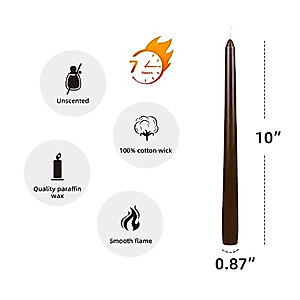 Zest Candle 12-Piece Taper Candles, 10-Inch, Brown