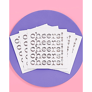 xo, Fetti Iridescent Cheers Napkins - 3-ply, 50 pcs | Bachelorette Party Decorations, Disco Birthday Party Decor, Baby Shower Supplies, Bridal Tableware