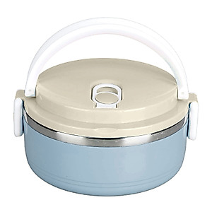 USYFAKGH Thermal Food Box Thermal Lunch Box Stackable Hot Food Insulated Box Stainless Steel Round Lunchbox Sealed Food Containers Vintage Lunch Pale (Green, One Size)