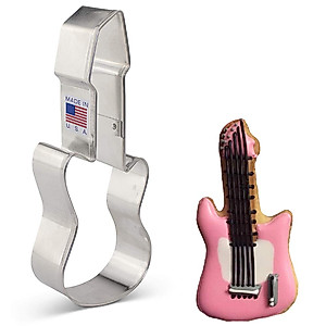 Electric Guitar Rock 'n Roll Cookie Cutter, 5.25" Made in USA by Ann Clark