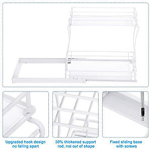 uxcell Pull Out Cabinet Organizer, 2-Tier Under Sink Slide Out Storage Shelf, 14.7" L x 10.8" W x 13.3" H Bathroom Organizer Kitchen Storage with Sliding Drawer, White