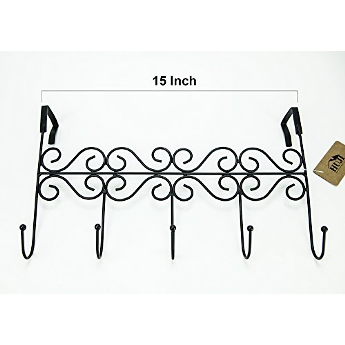 HUJI Sturdy Over The Door 5 Hooks Clothes Hanger for Coats Hats Belts Organization Storage for Office or Home (1 Pack, Over The Door Hanger)