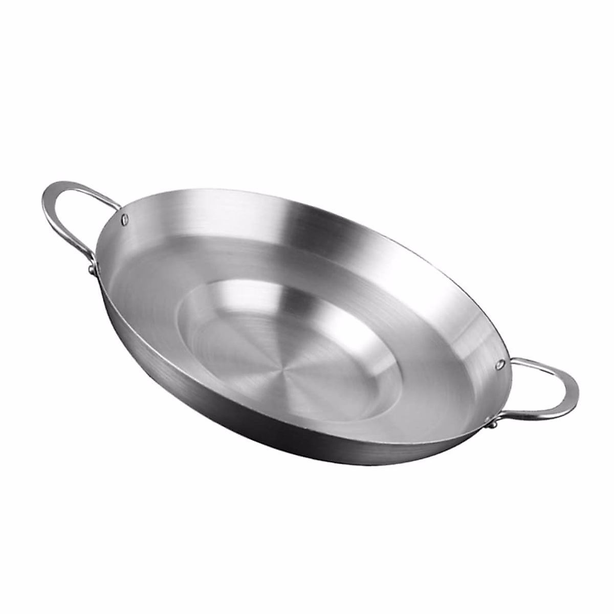 DOITOOL Flat Frying Pan Stainless Steel Comal Frying Bowl Comal Convex Cookware Stir Fry Pan Outdoors Heavy Duty Acero （ 38cm ） Mexican Discada Pan