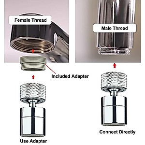COOLWEST 2-Flow Stainless Kitchen Sink Aerator,360-Degree Swivel Faucet Aerator Dual Sprayer, with Gasket Faucet Replacement Part - 55/64 Inch-27UNS Female Thread