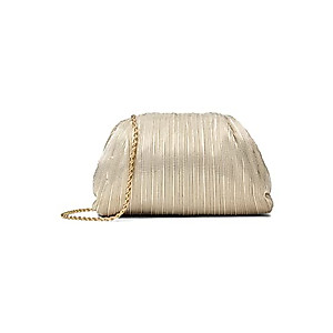 Loeffler Randall Women's Bailey Pleated Clutch, Platinum, Metallic, Gold, One Size